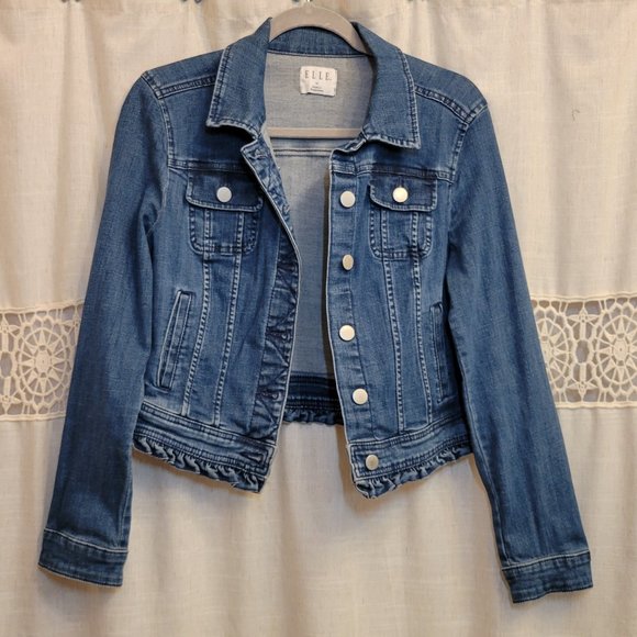 Elle | Jackets & Coats | Elle Jean Jacket With Ruffle Bottom | Poshmark